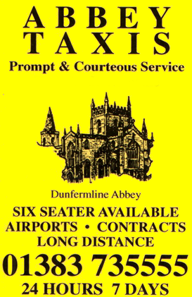 Abbey Taxis Dunfermline Tel: 01383 735555